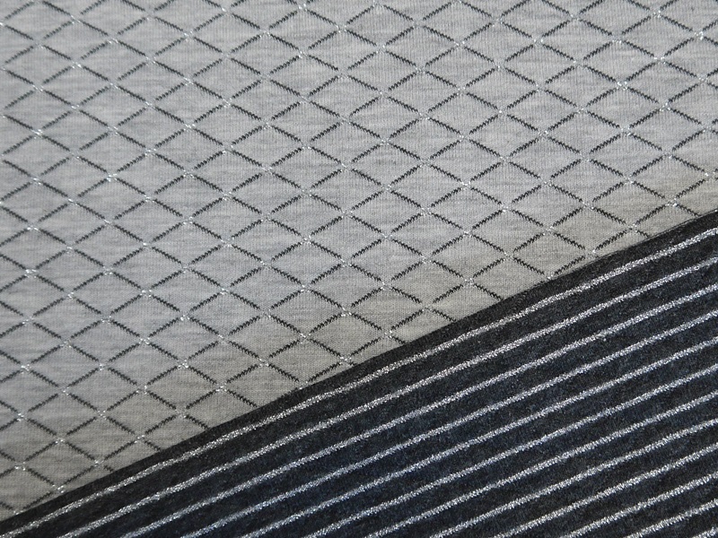 Strick-Stepper – grau mit Silber – Doubleface – Reststück 70cm – Die ...
